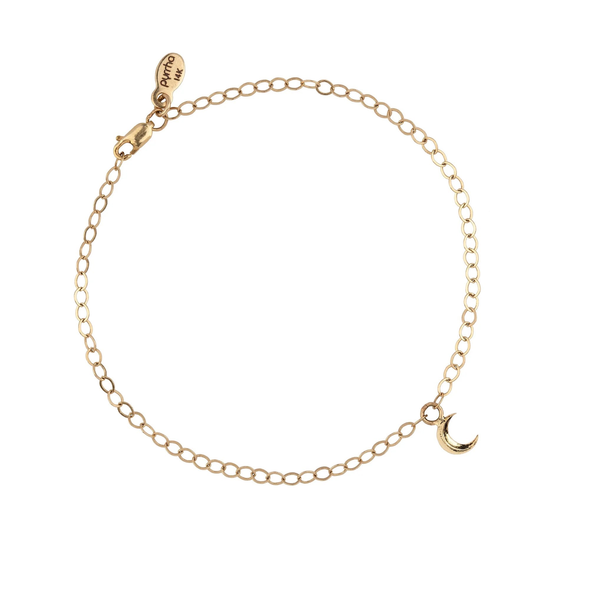 Gold 14 K Bracelet Chain Crescent Moon Symbol Pyrrha | Lotus & Lemongrass
